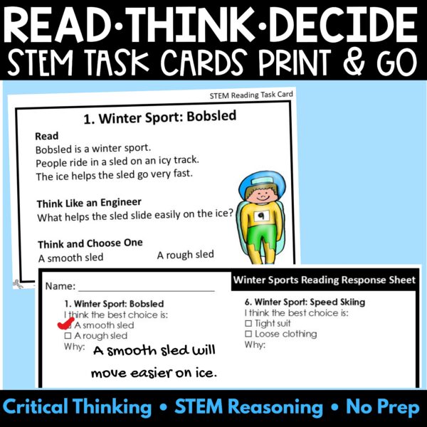 STEM Reading Task Cards - Winter Sports - Teaching Ideas Made Easy