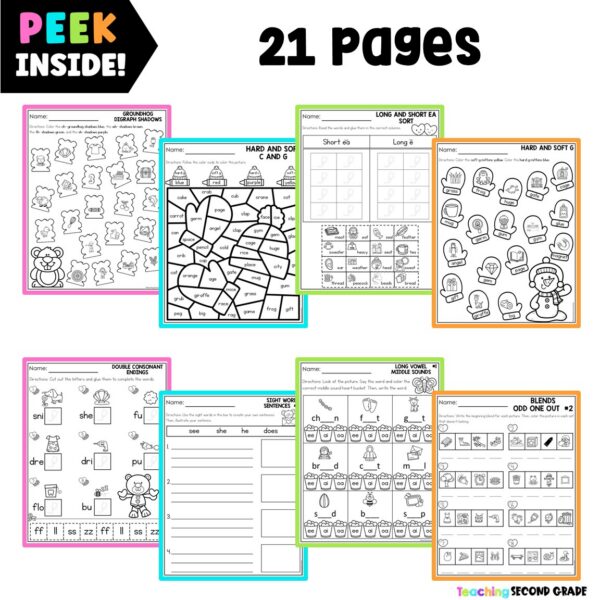February Worksheets 1st Grade Phonics No Prep