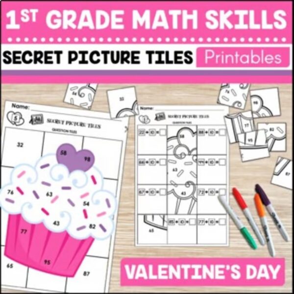 Valentine’s Day Math Mystery Pictures Hidden Picture Worksheets