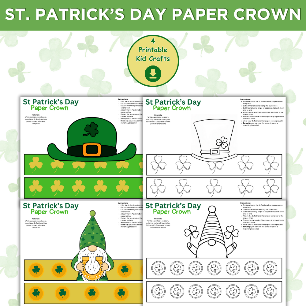 St. Patrick’s Day Headbands Printable Paper Crowns
