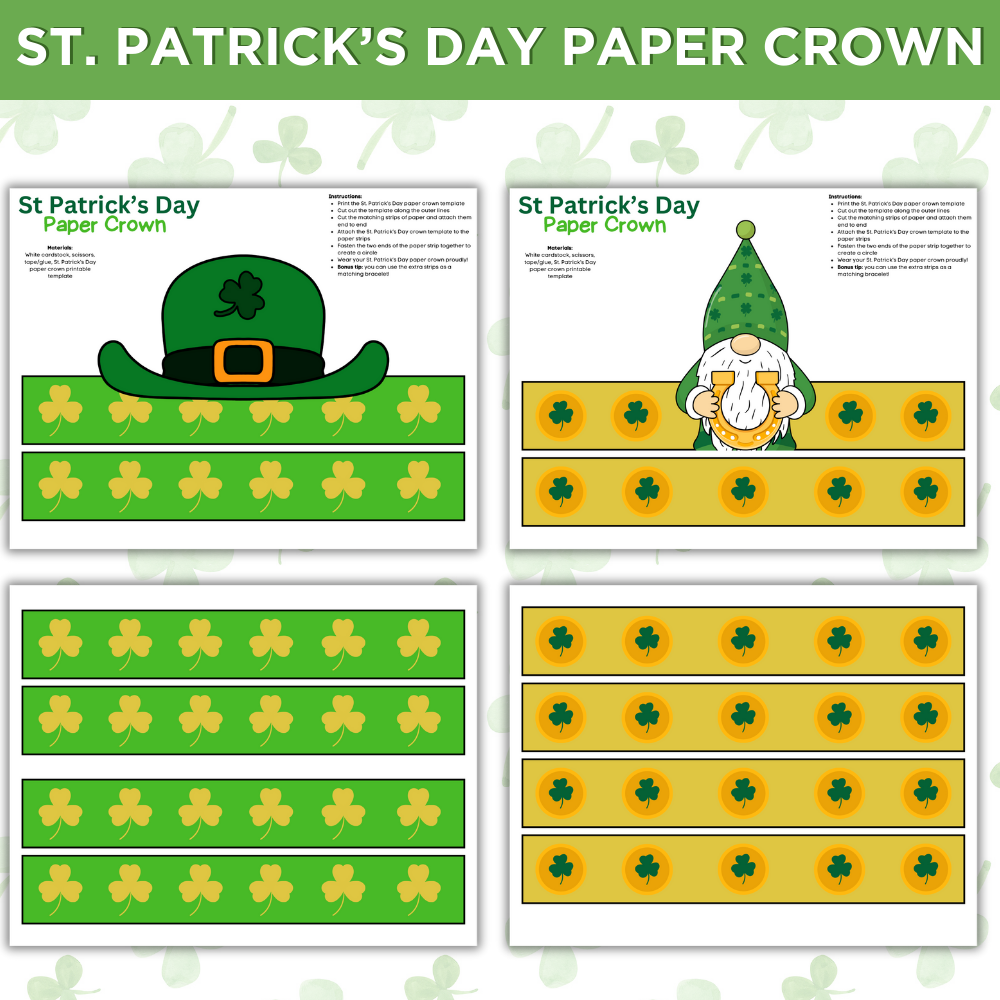 St. Patrick’s Day Headbands Printable Paper Crowns