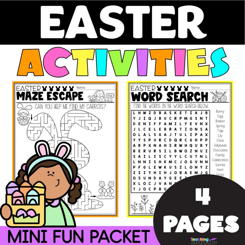 Easter Fun Packet Worksheets No Prep 2nd 3rd Grade