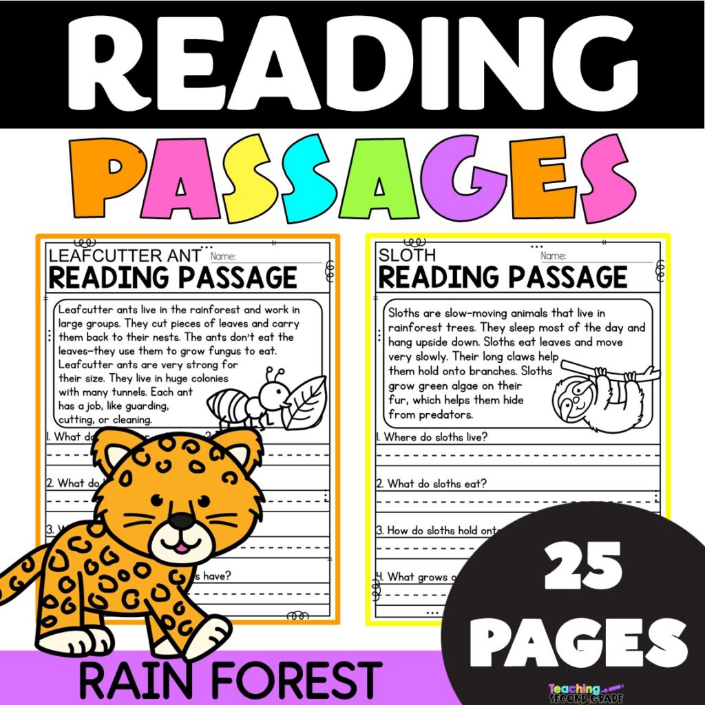 Rainforest Animals Reading Comprehension Passages Nonfiction