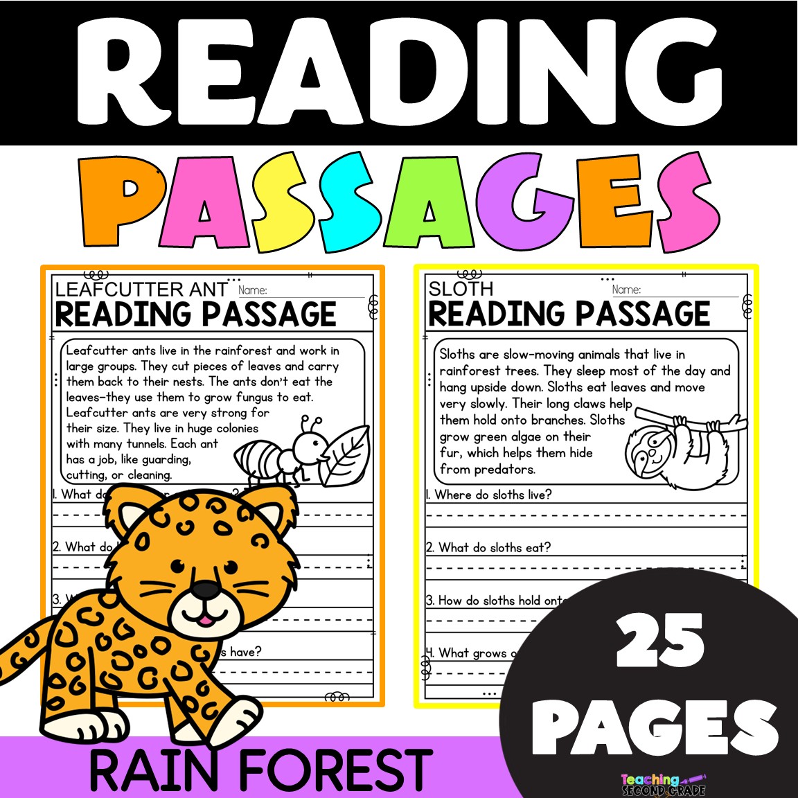 Rainforest Animals Reading Comprehension Passages Nonfiction