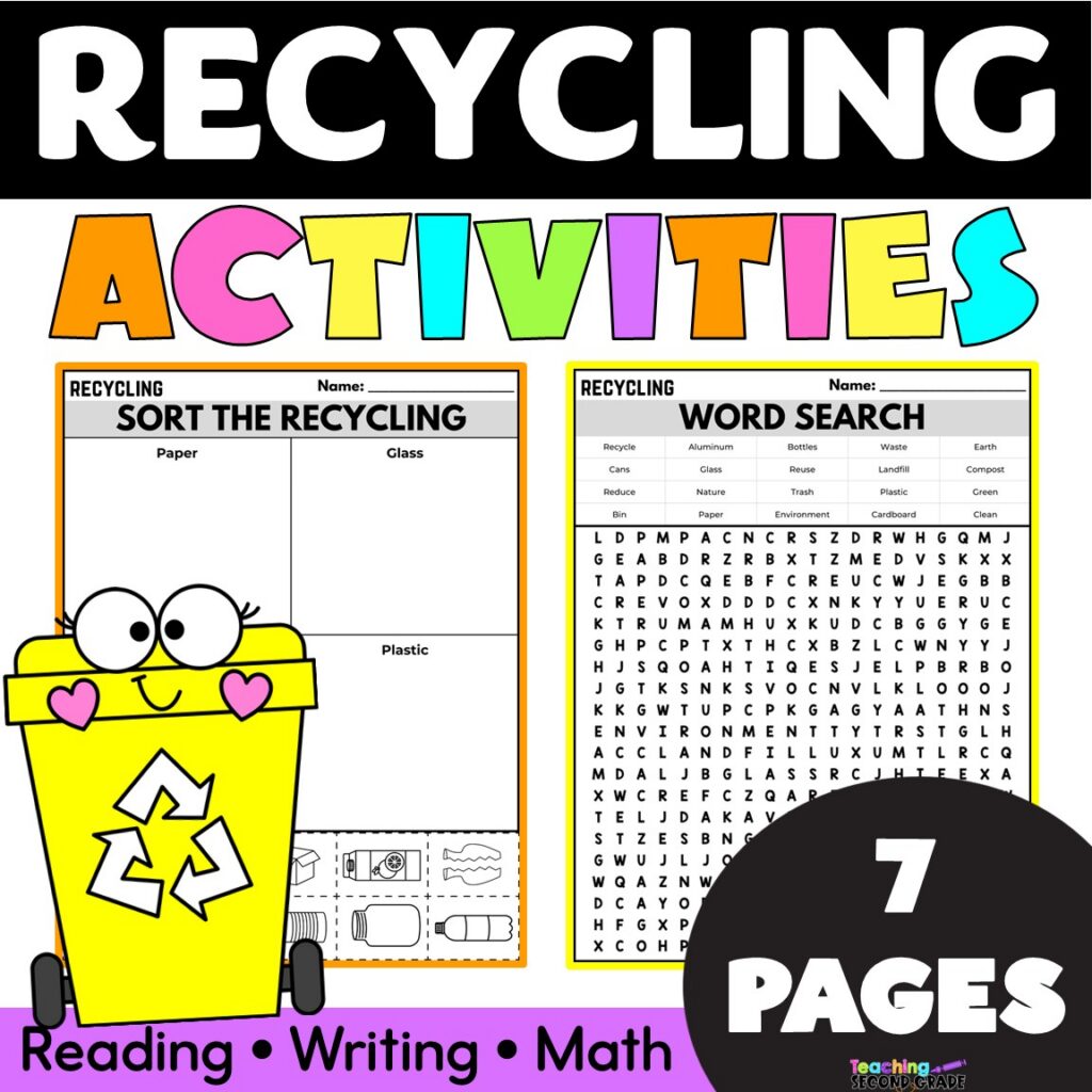Recycling Worksheets Reading Writing and Math Activities