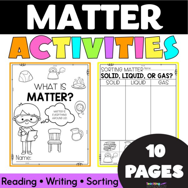 States of Matter Worksheets Solid Liquid Gas Science Activities