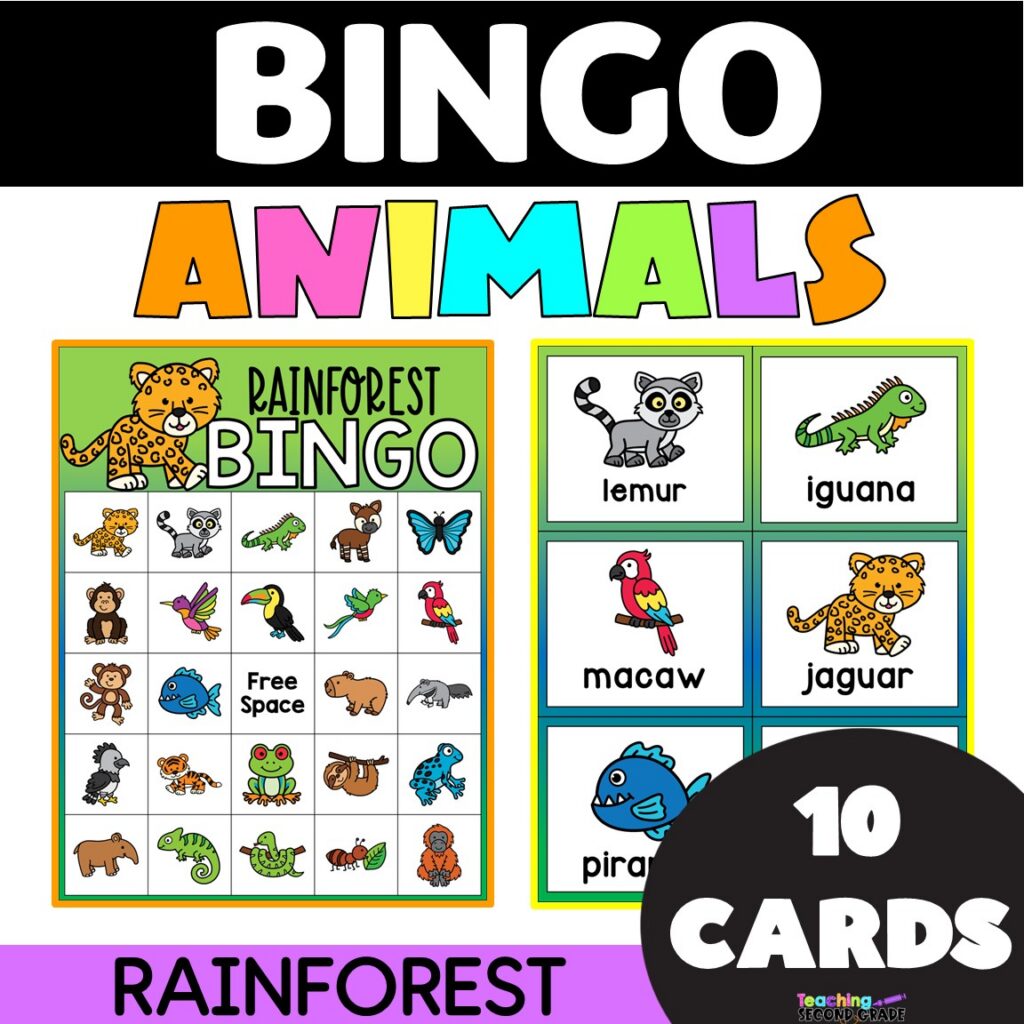 Rainforest Animal Bingo Game Science Vocabulary Activity