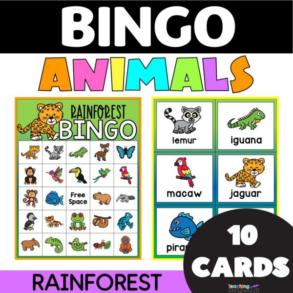 Rainforest Animal Bingo Game Science Vocabulary Activity