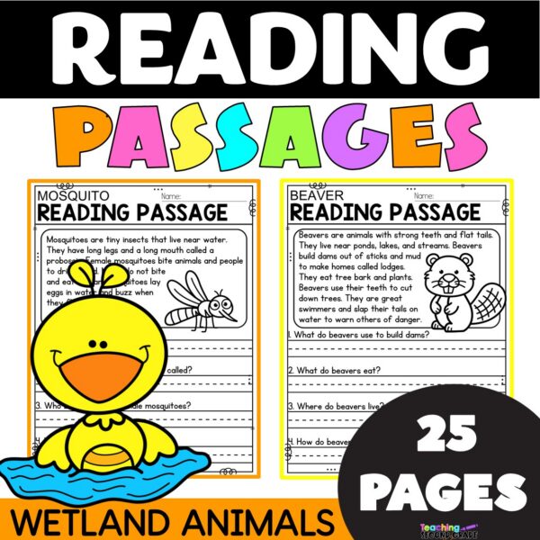 Wetland Animals Reading Comprehension | Text Evidence 1st 2nd