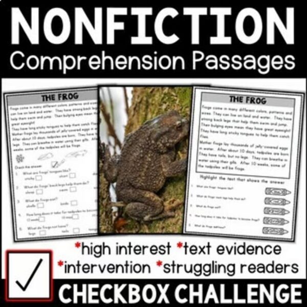 Nonfiction Reading Comprehension Passages 2nd 3rd Grade