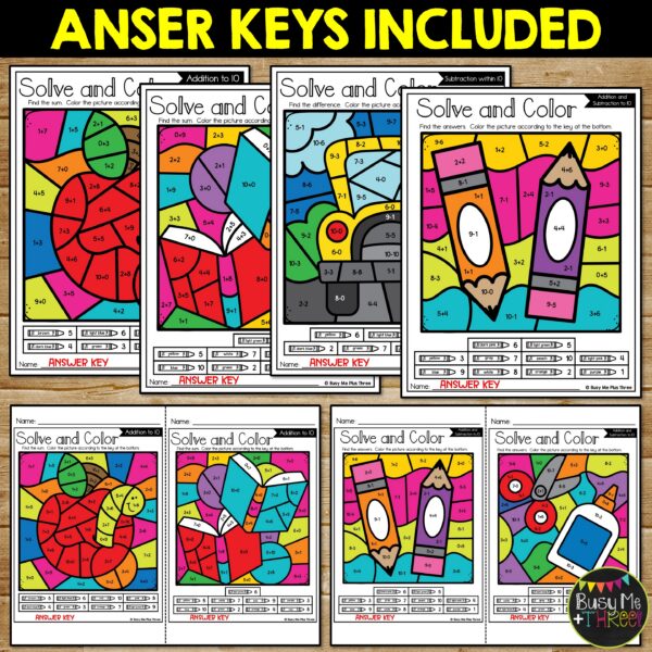 Back to School Color by Code Math Activities K-2 - Teaching Ideas Made Easy