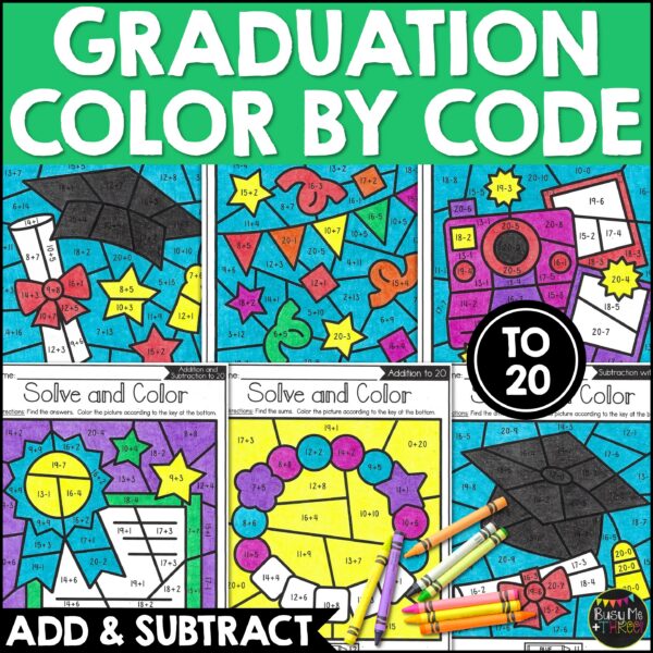 Graduation Color by Code Addition Subtraction to 20 - Teaching Ideas ...
