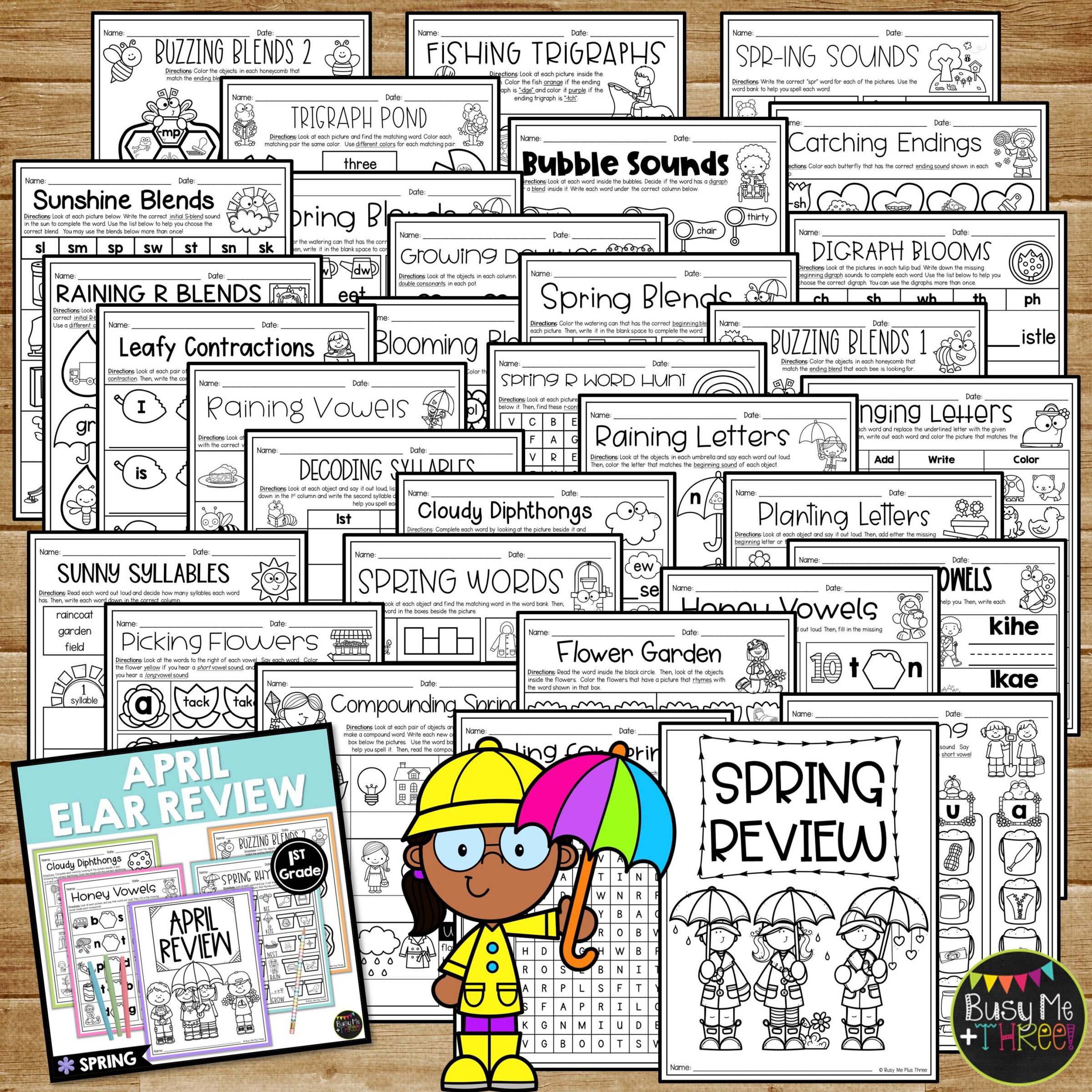 1st Grade Spring ELAR Review No Prep Printables - Teaching Ideas Made Easy