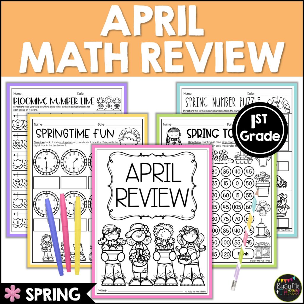 1st Grade Spring Math Review No Prep Printables - Teaching Ideas Made Easy