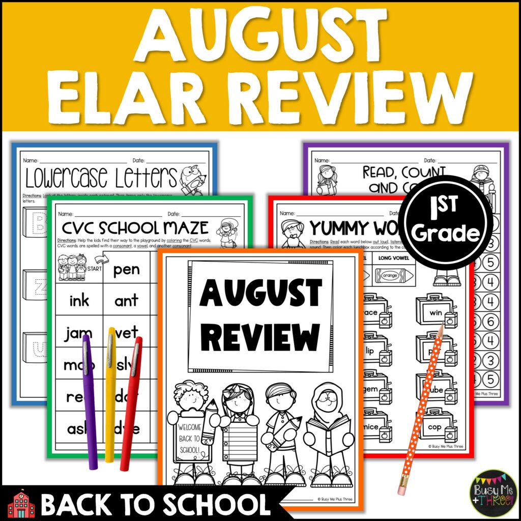 1st Grade Back to School ELA Review No Prep Printables - Teaching Ideas ...