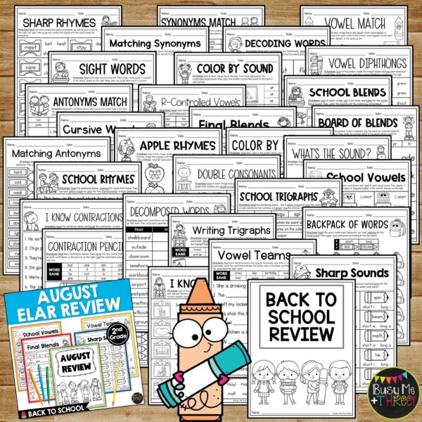2nd Grade Back to School ELA Review No Prep Printables - Teaching Ideas ...