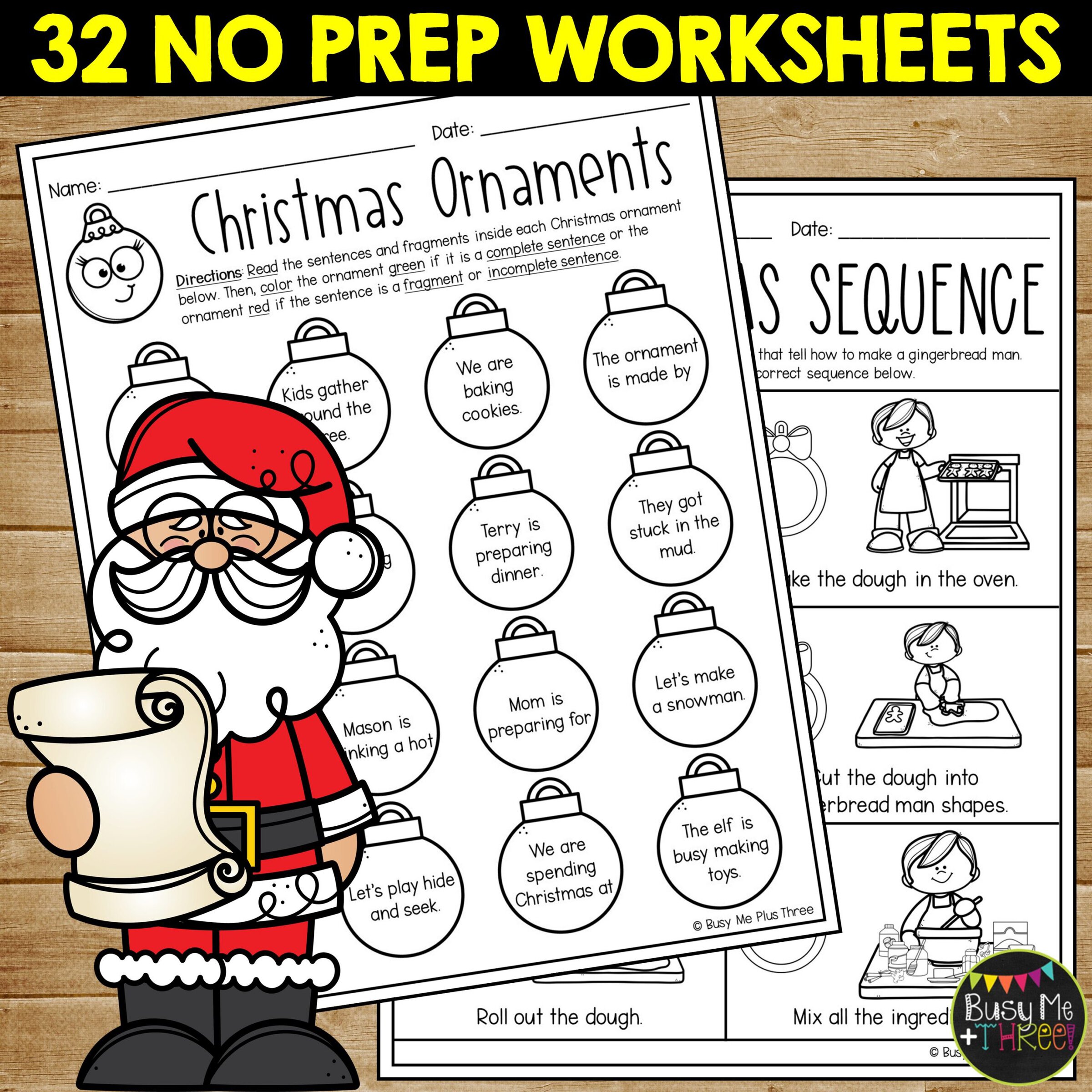 1st Grade Christmas ELA Review No Prep Worksheets - Teaching Ideas Made ...