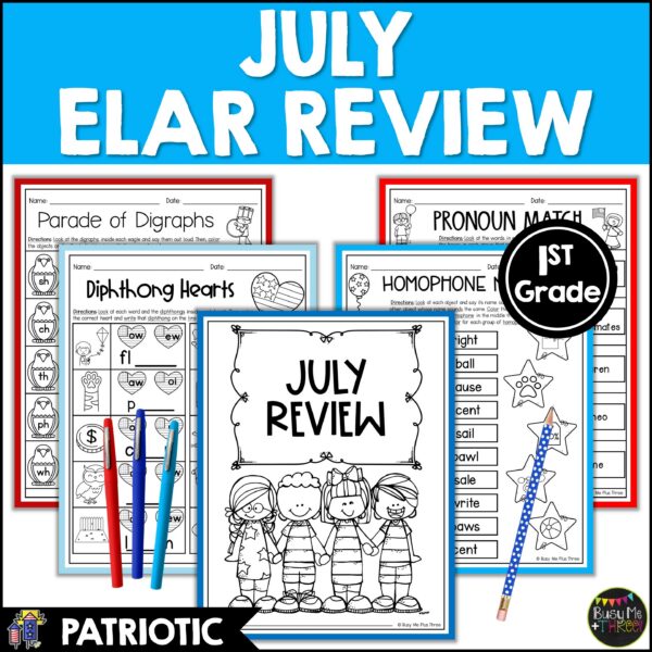 1st Grade July ELA Review No Prep Printables - Teaching Ideas Made Easy