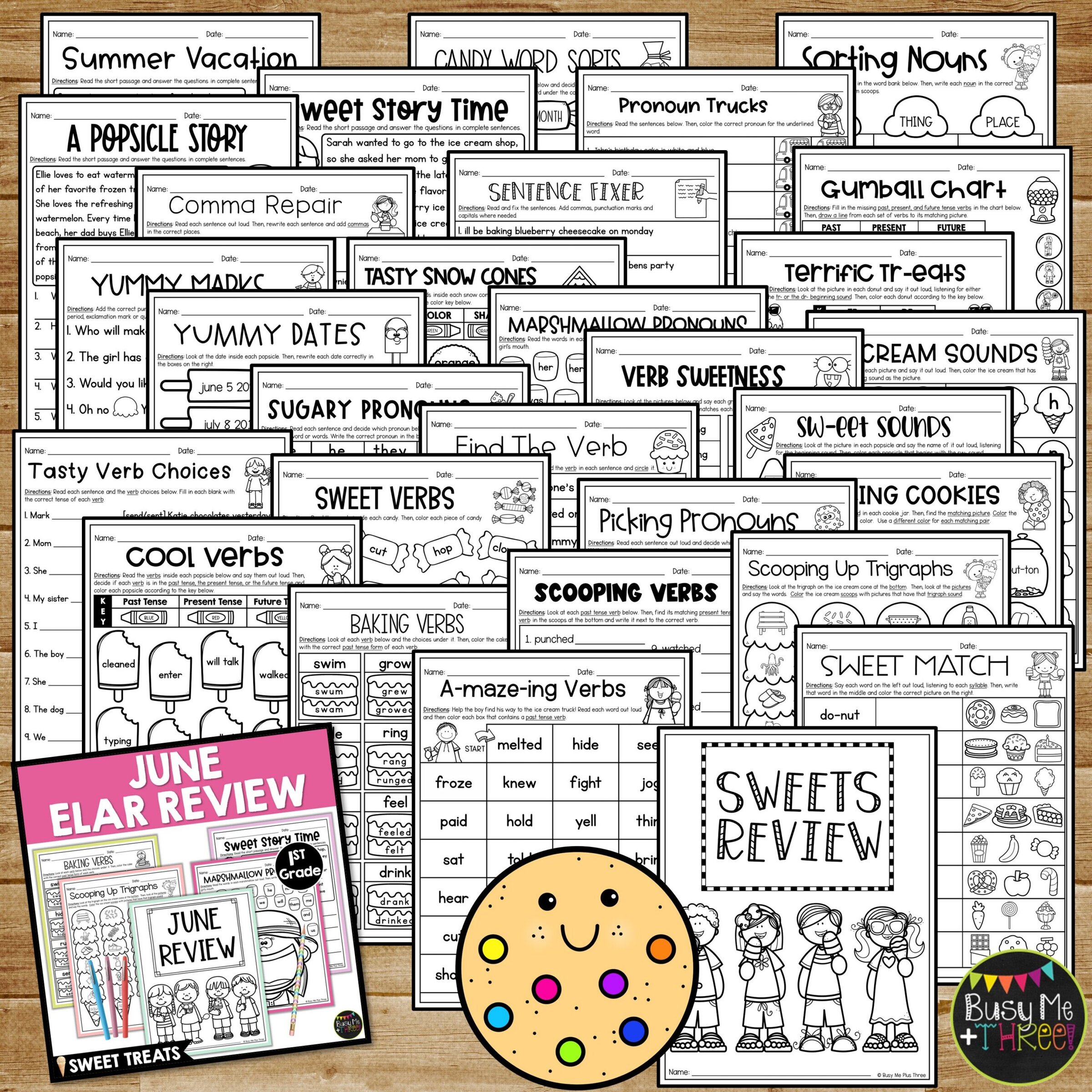 1st Grade ELA Review No Prep June Sweets Activities - Teaching Ideas ...