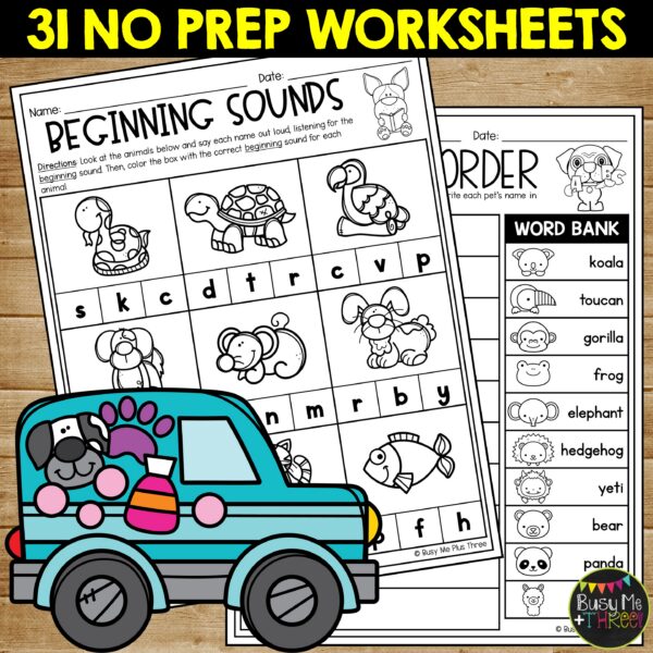 1st Grade Literacy No Prep Pets Activities and Worksheets - Teaching ...