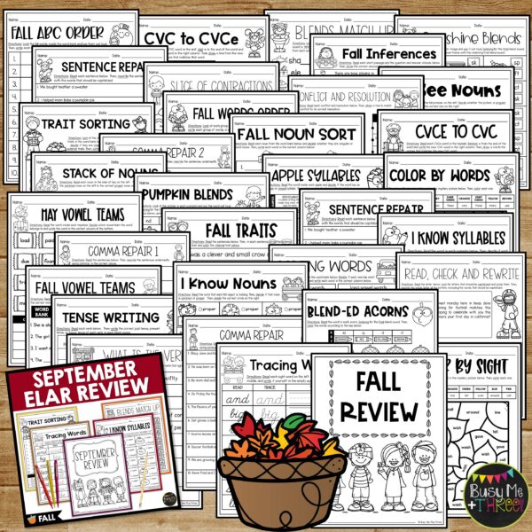 2nd Grade Fall ELA Review No Prep Printables - Teaching Ideas Made Easy