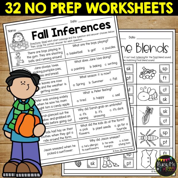 2nd Grade Fall ELA Review No Prep Printables - Teaching Ideas Made Easy
