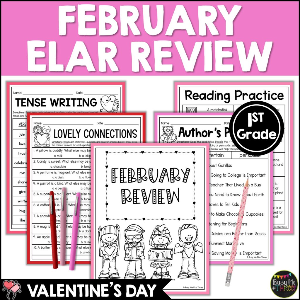 1st Grade Valentine's Day ELA No Prep Printables - Teaching Ideas Made Easy