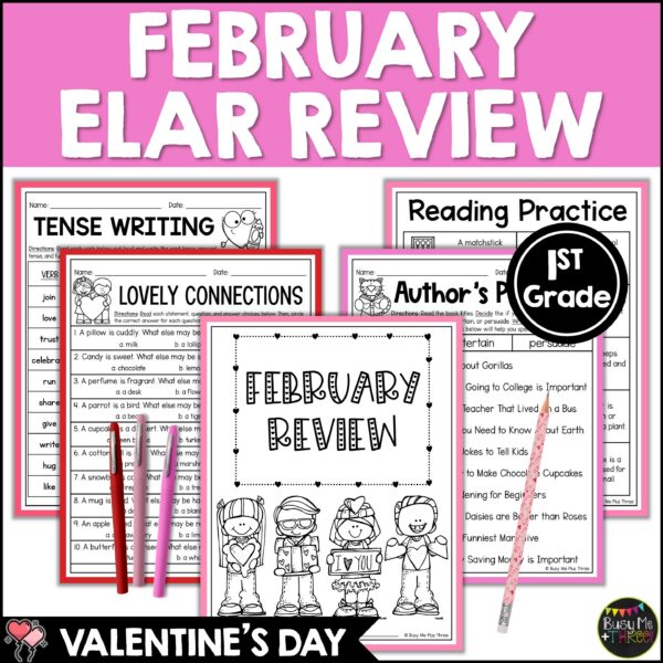 1st Grade Valentine's Day ELA No Prep Printables - Teaching Ideas Made Easy