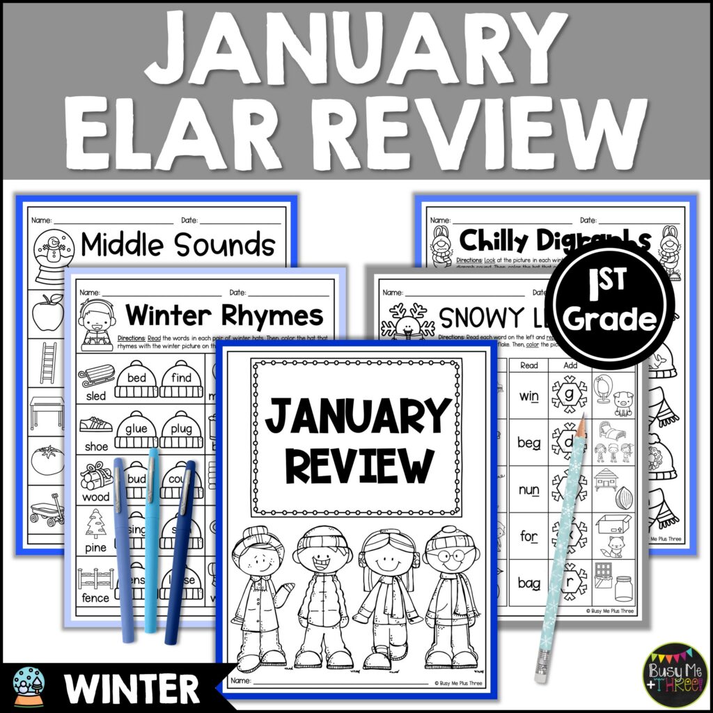1st Grade January ELA Review No Prep Winter Worksheets - Teaching Ideas ...