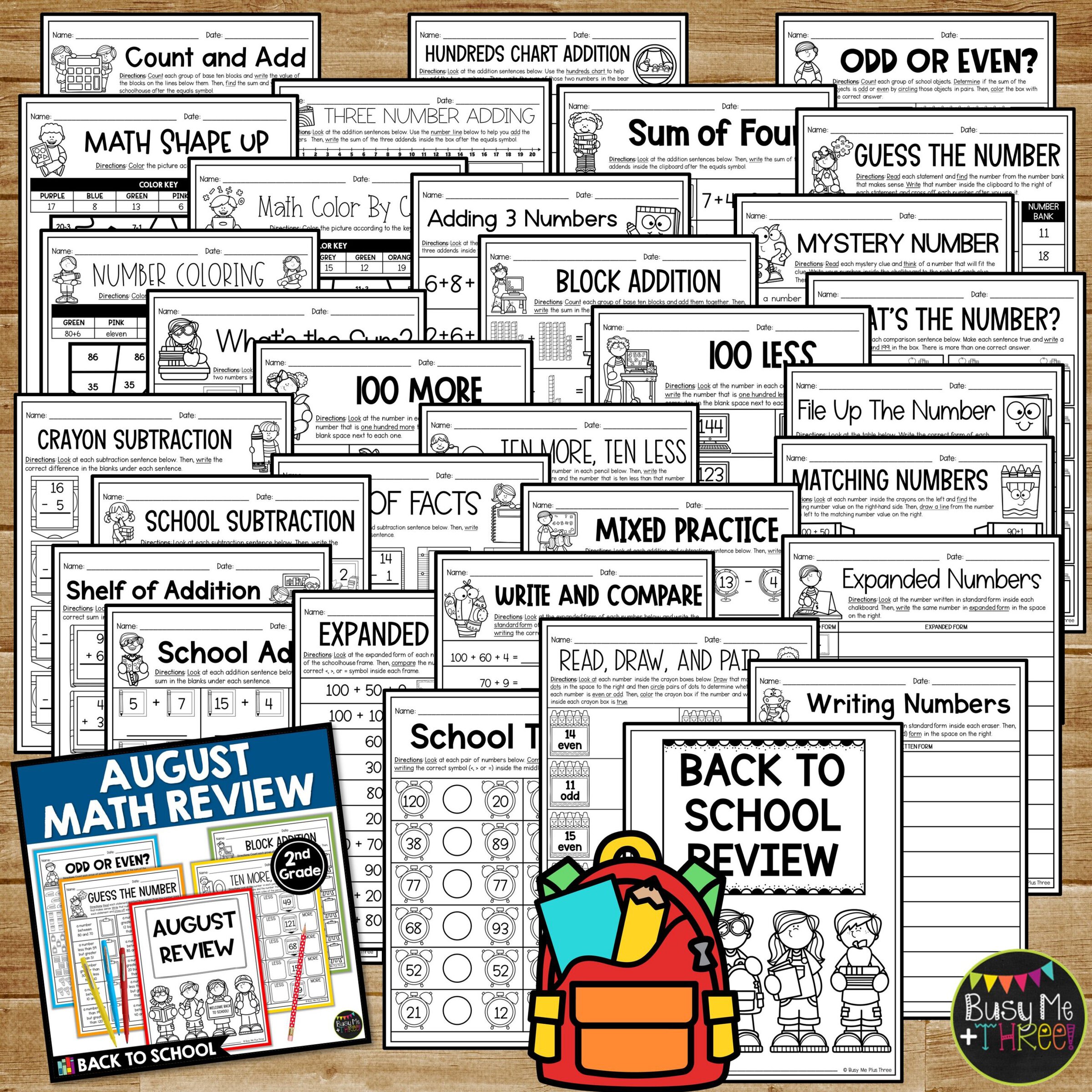 2nd Grade Back to School Math Review No Prep Worksheets - Teaching ...