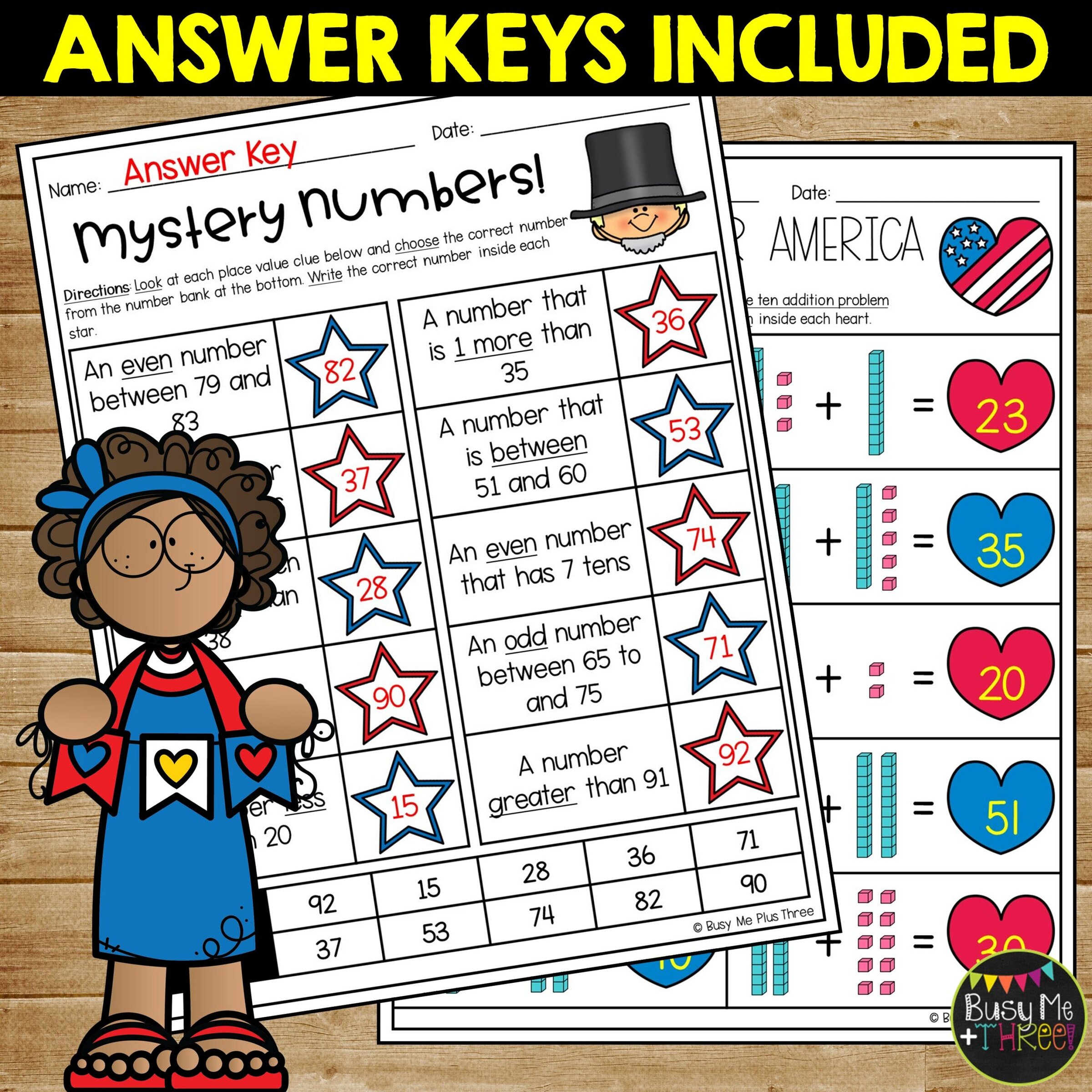 1st Grade July Math Review No Prep Patriotic Activities - Teaching ...