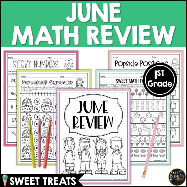 1st Grade Math No Prep June Sweets Review Worksheets - Teaching Ideas ...
