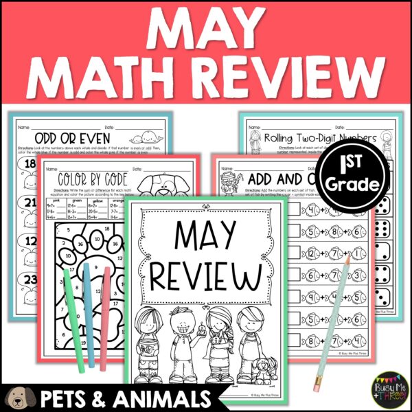 1st Grade Pets Math Review No Prep May Printables - Teaching Ideas Made ...
