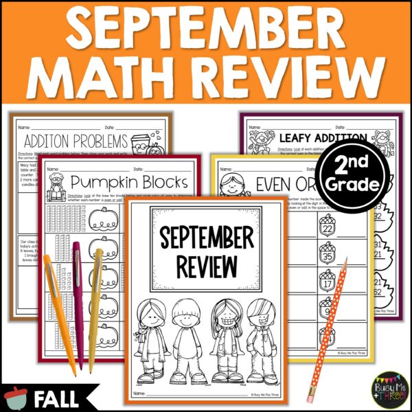 2nd Grade Fall Math Review No Prep Worksheets - Teaching Ideas Made Easy