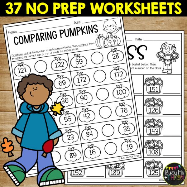 2nd Grade Fall Math Review No Prep Worksheets - Teaching Ideas Made Easy