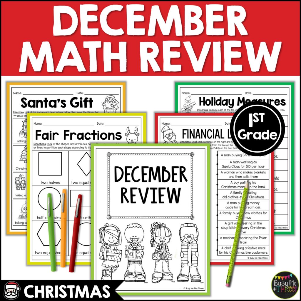 1st Grade Christmas Math No Prep Worksheets December - Teaching Ideas ...