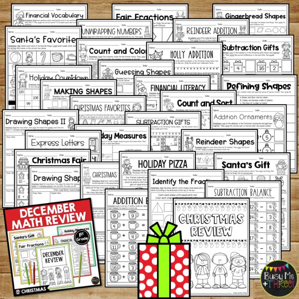 1st Grade Christmas Math No Prep Worksheets December - Teaching Ideas ...