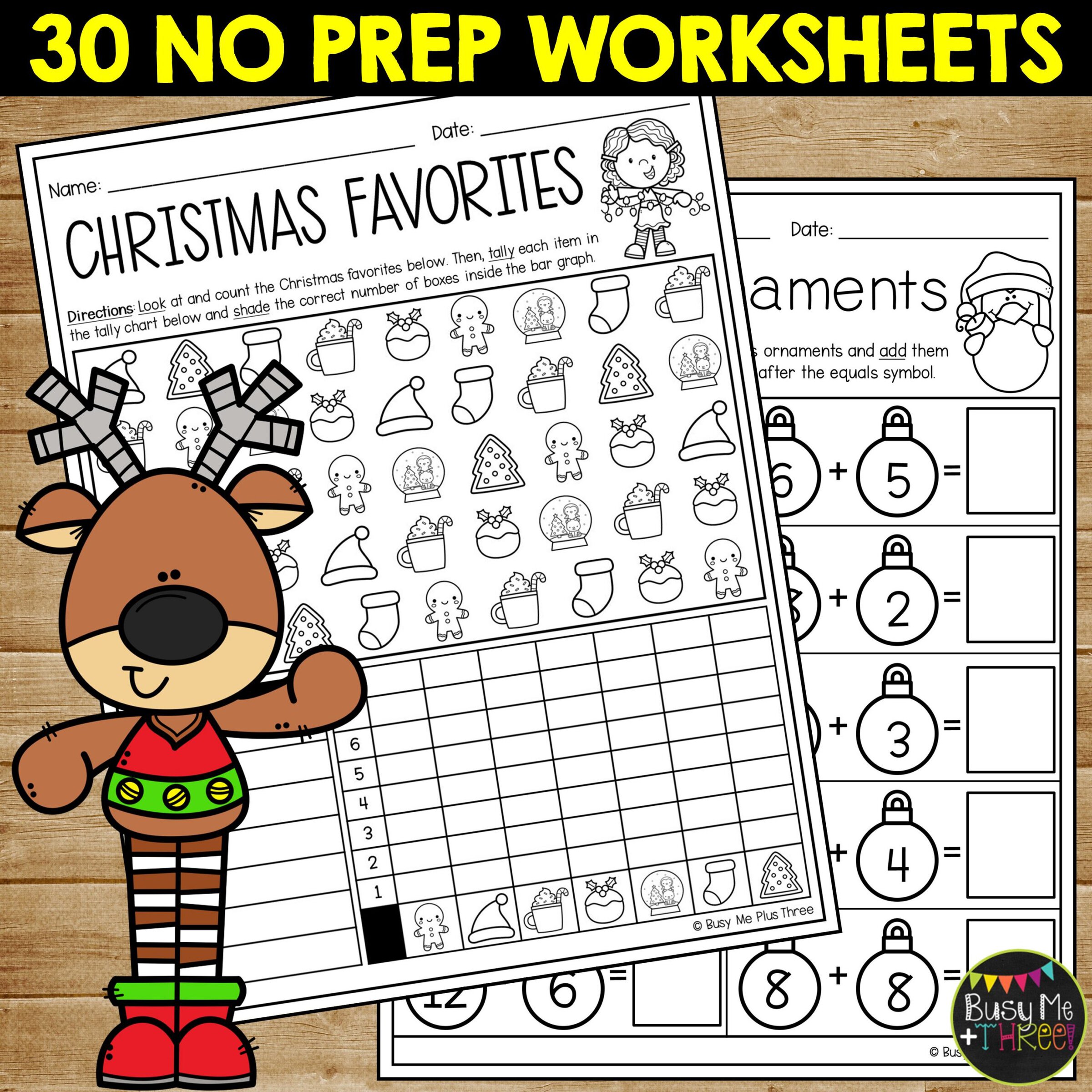 1st Grade Christmas Math No Prep Worksheets December - Teaching Ideas ...