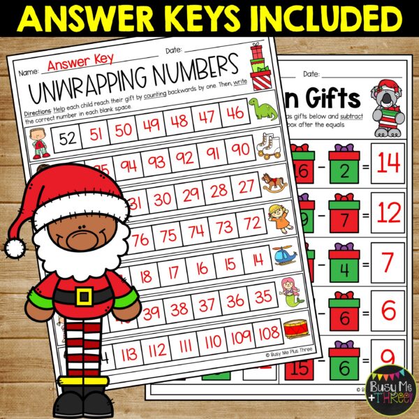 1st Grade Christmas Math No Prep Worksheets December - Teaching Ideas ...