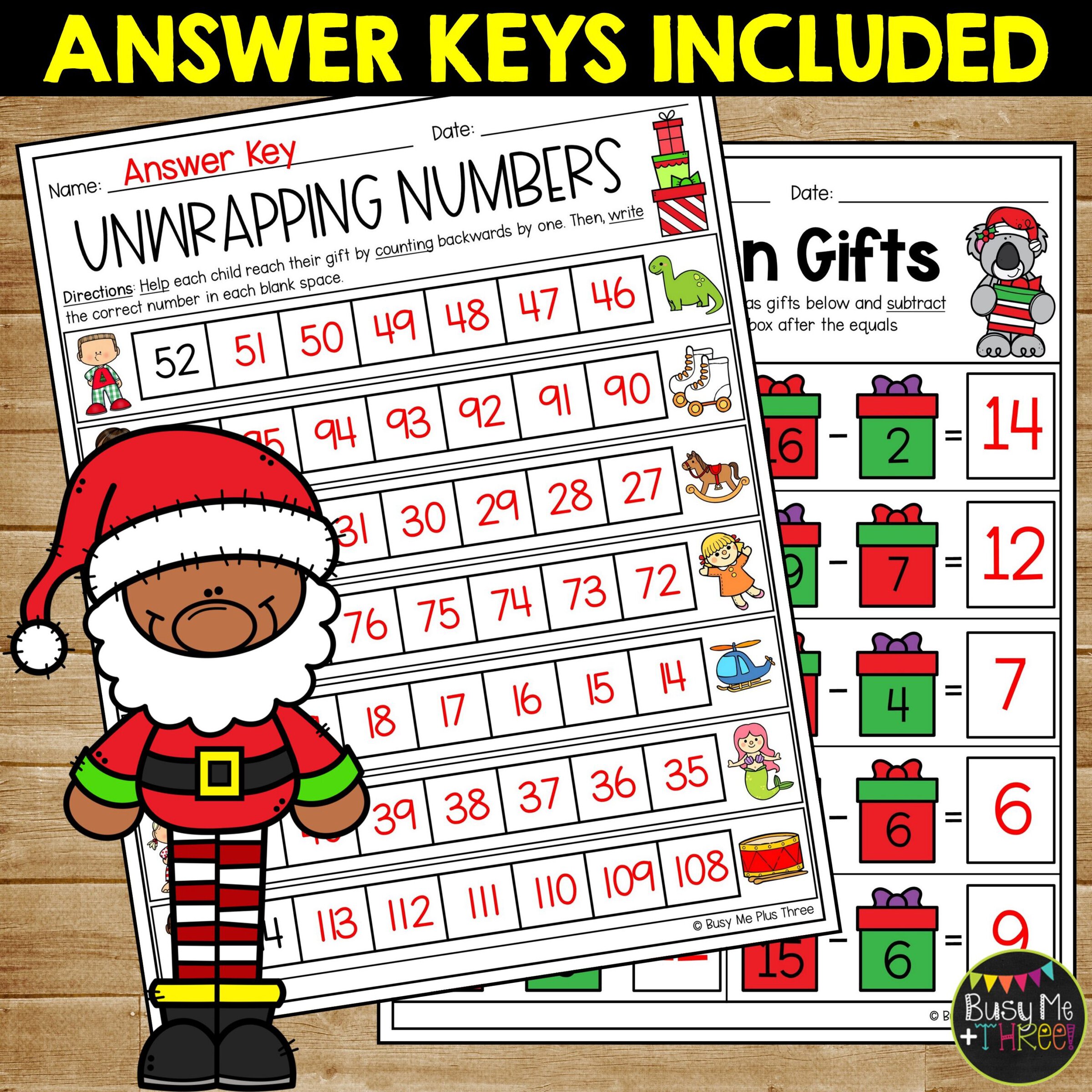 1st Grade Christmas Math No Prep Worksheets December - Teaching Ideas ...