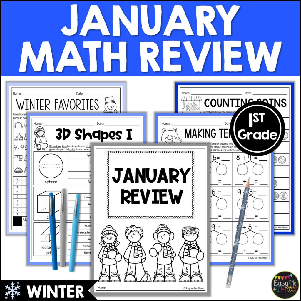 1st Grade Winter Math No Prep Worksheets January - Teaching Ideas Made Easy