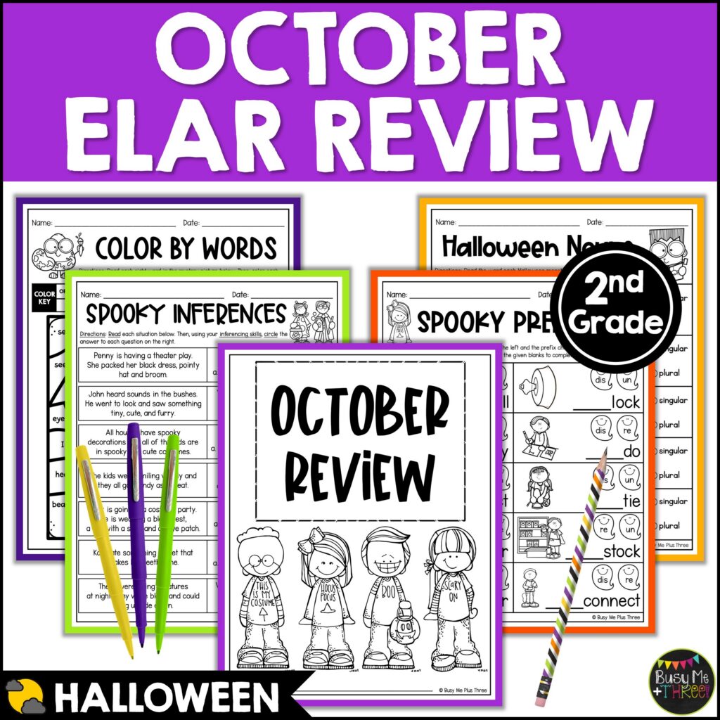 2nd Grade Halloween ELA Review No Prep Worksheets - Teaching Ideas Made ...