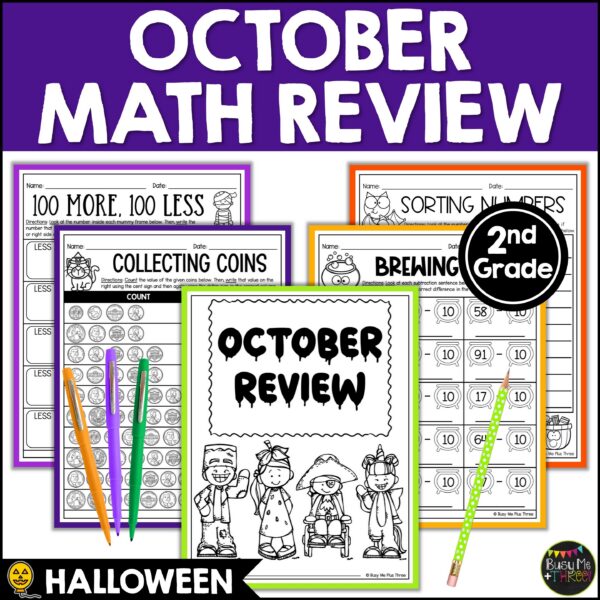 2nd Grade Halloween Math No Prep Worksheets October - Teaching Ideas ...