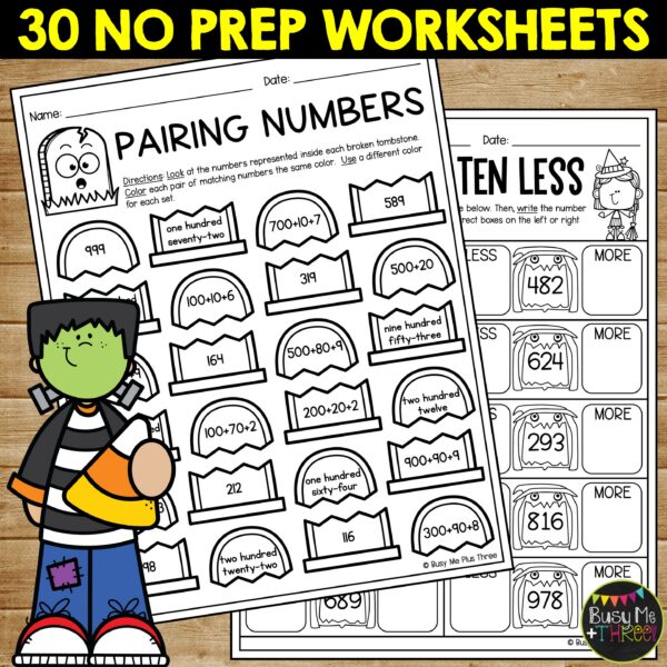 2nd Grade Halloween Math No Prep Worksheets October - Teaching Ideas ...