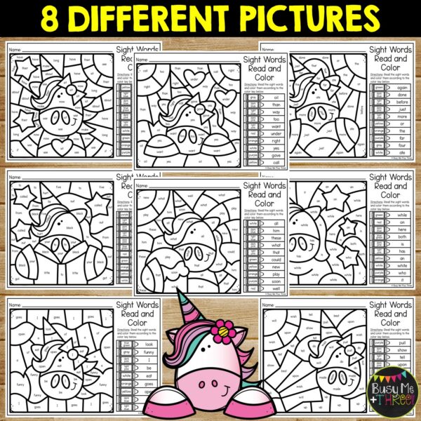 Unicorn Sight Words Color by Code Fry Dolch - Teaching Ideas Made Easy