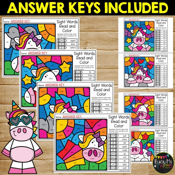 Unicorn Sight Words Color by Code Fry Dolch - Teaching Ideas Made Easy