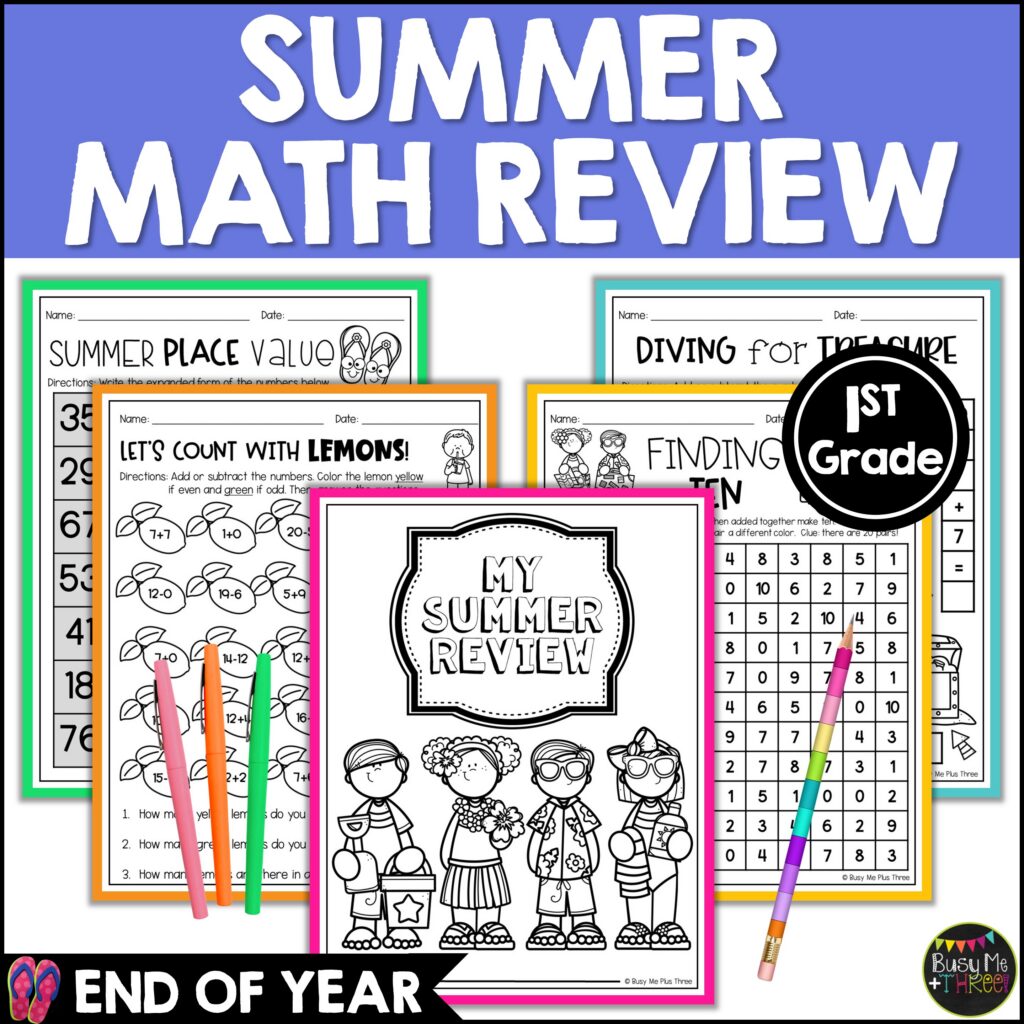 1st Grade End of Year Math Review No Prep Packet - Teaching Ideas Made Easy