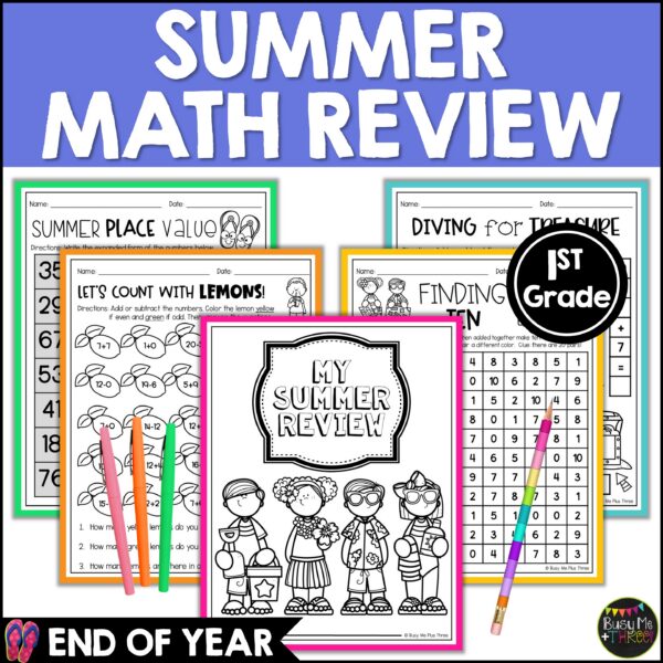 1st Grade End of Year Math Review No Prep Packet - Teaching Ideas Made Easy