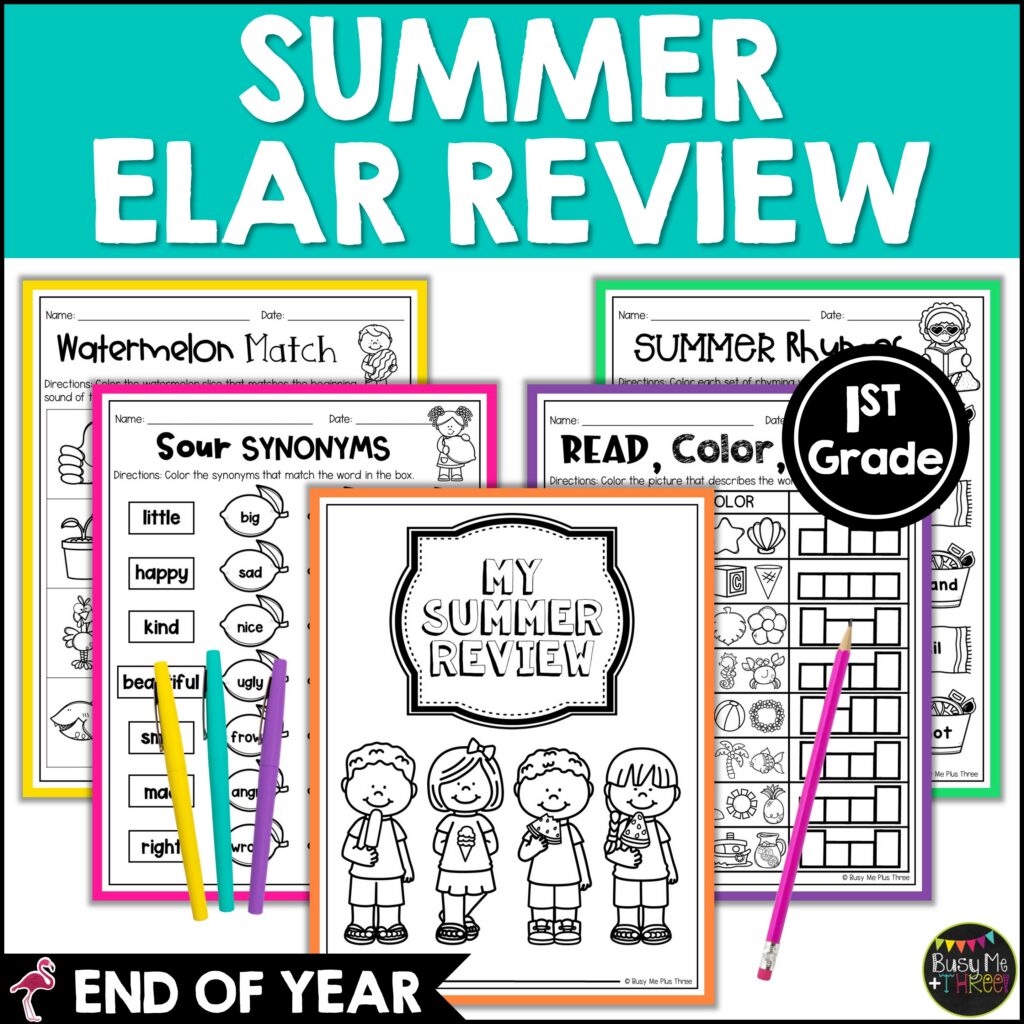 1st Grade Summer ELA Review No Prep Printables - Teaching Ideas Made Easy
