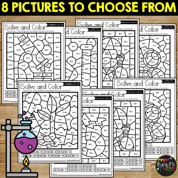 Science Color by Code Math Worksheets 1st and 2nd Grade - Teaching ...